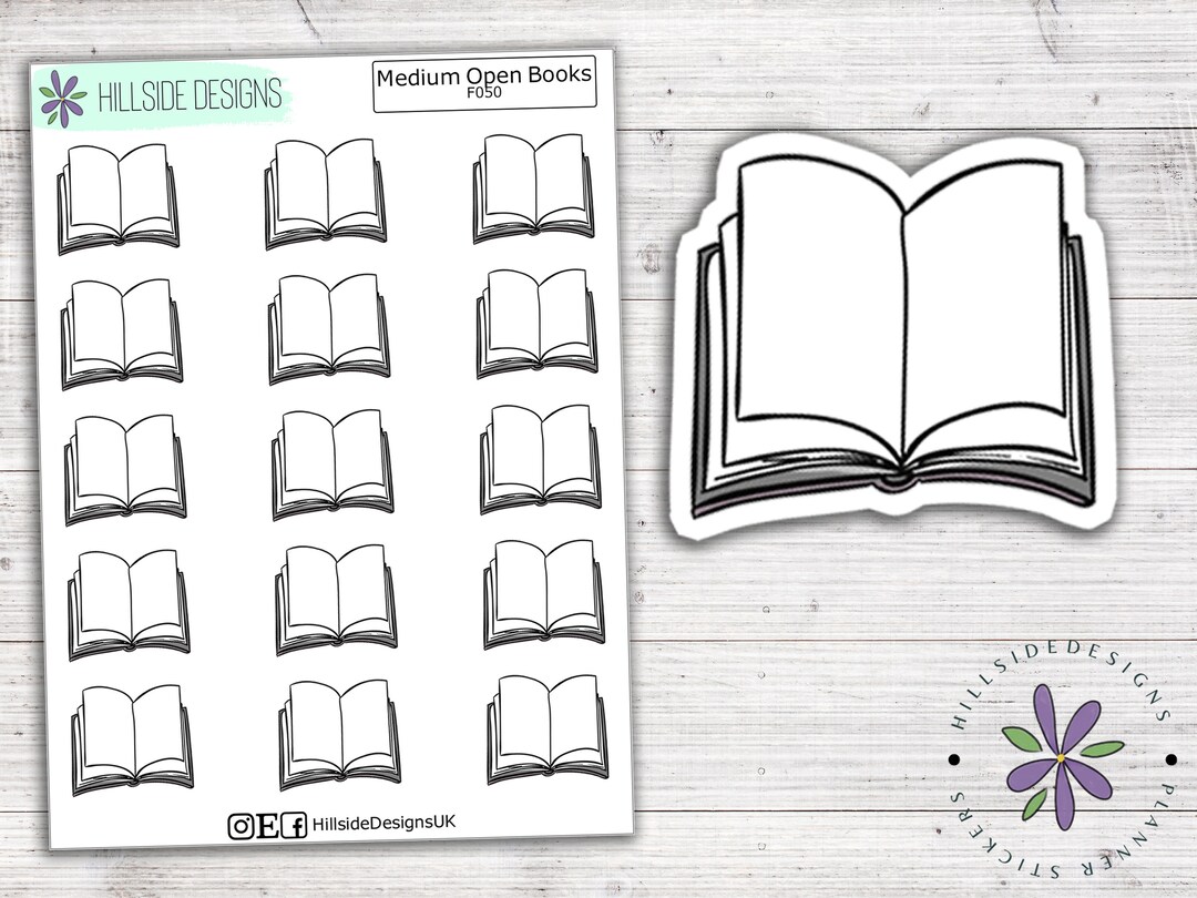Medium Open Book Stickers Planner Journal Hobonichi - Etsy