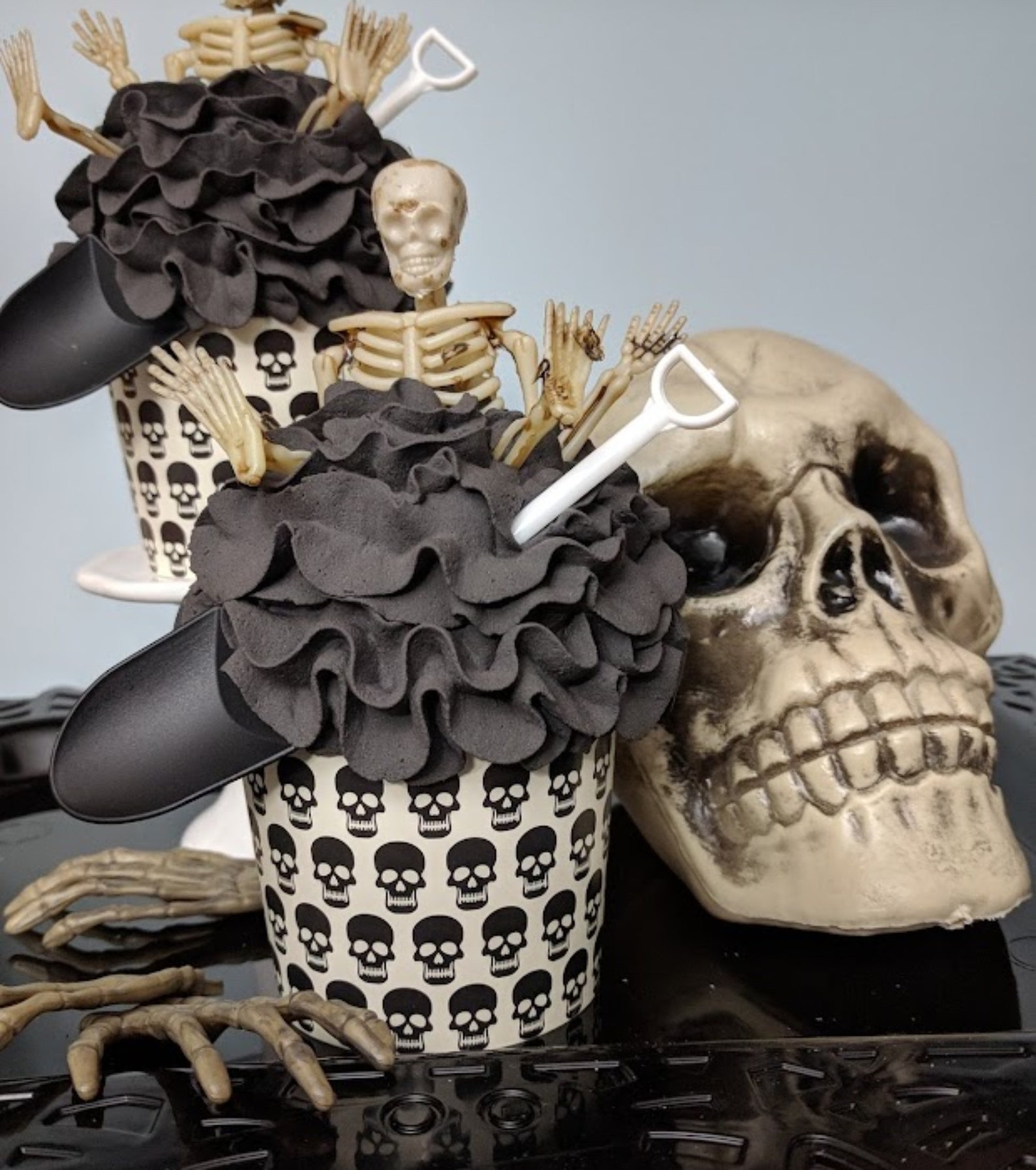Fake Skeleton Halloween Cupcake Whip Cream Tiered Tray Decor - Etsy