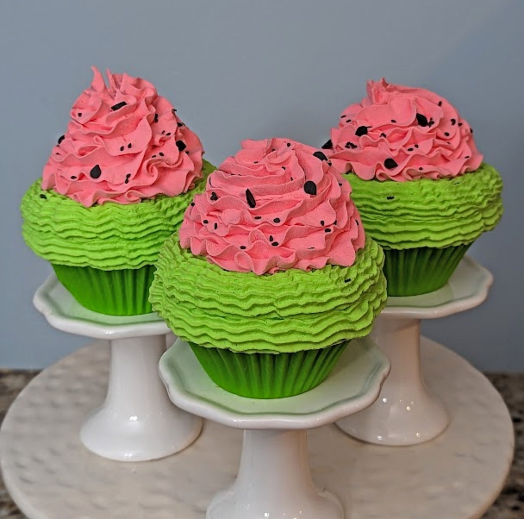 Faux Watermelon Fruit Cupcake/ Whip Cream/ Fake Dessert/ Summer Tiered ...