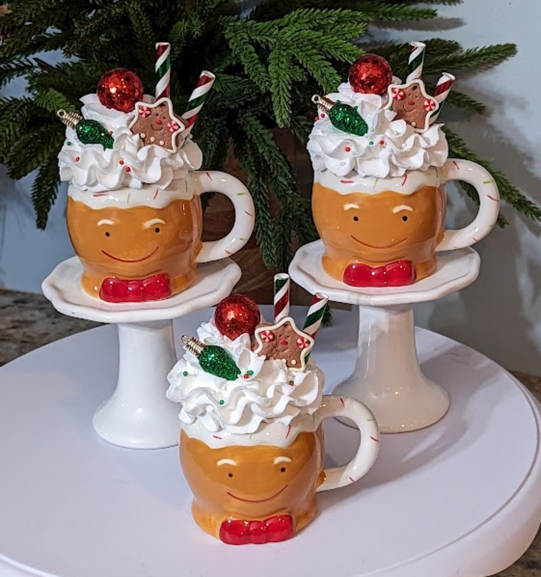 Gingerbread Man Mini Mug Christmas Kitchen Decor Tiered Tray - Etsy