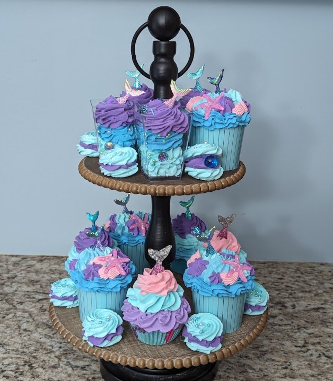 Fake Mermaid Parfait/ Birthday Party Decor/ Ocean Themed Tiered Tray - Etsy