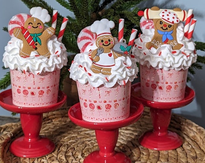 Fake Gingerbread Man Christmas Cupcake/ Fake Whip Cream/ Fake Bake ...