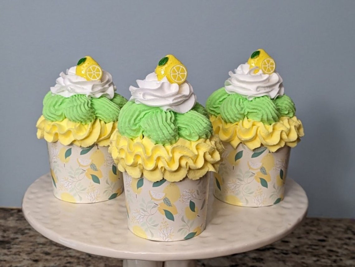 Lemon Lime Cup Cake Dessert/ Faux Fake Whip Cream/ Perfect for Summer ...