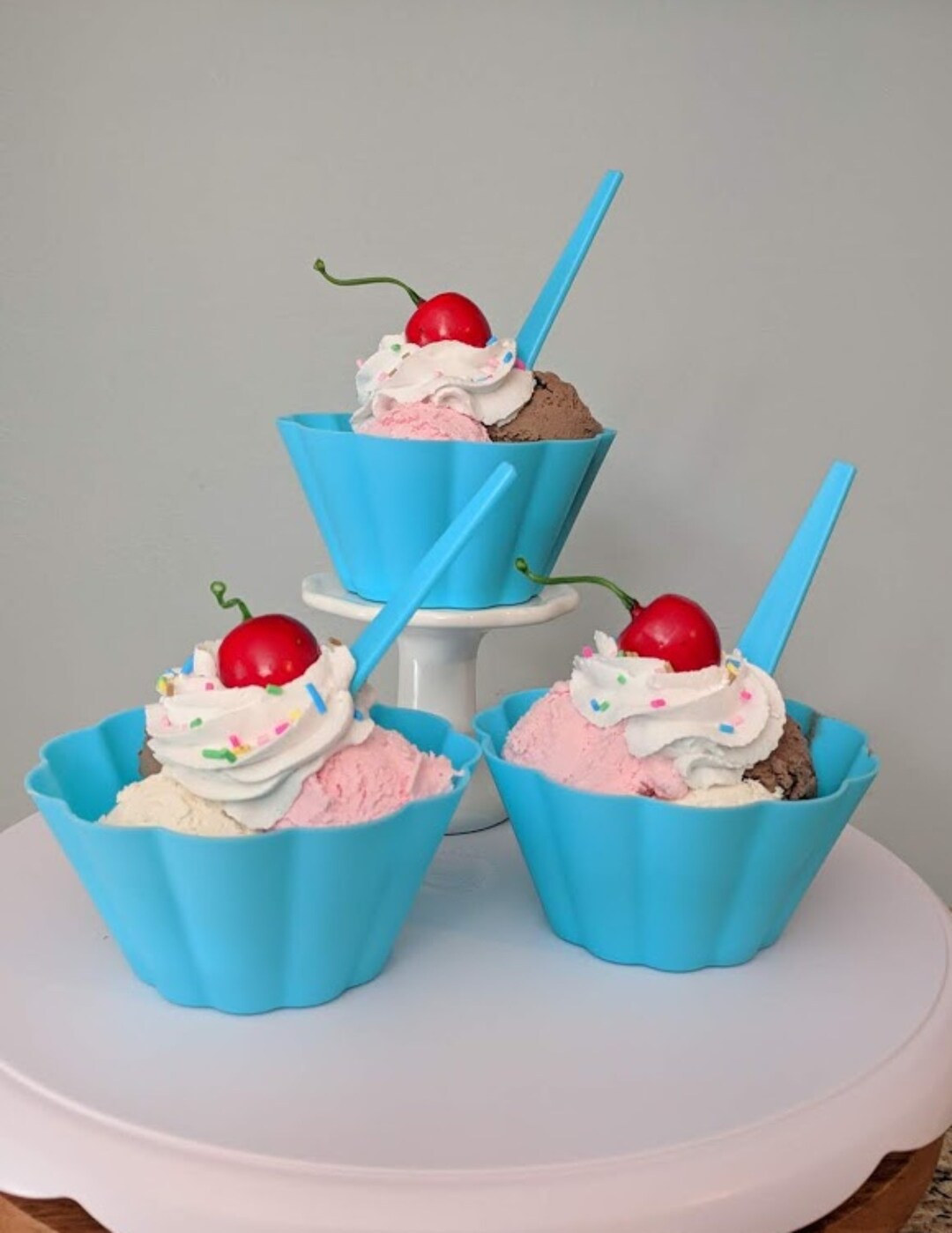 Fake Strawberry Ice Cream Sundae/ Strawberry, Chocolate, Vanilla Ice ...
