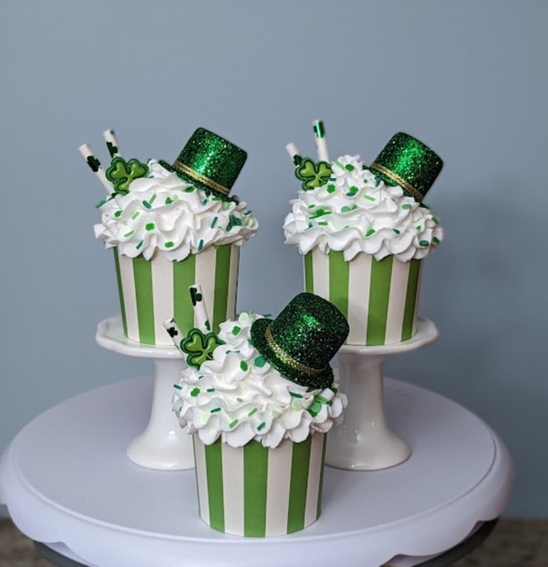 Faux Fake St Patricks Day Cupcake Whipped Cream Tiered Tray - Etsy
