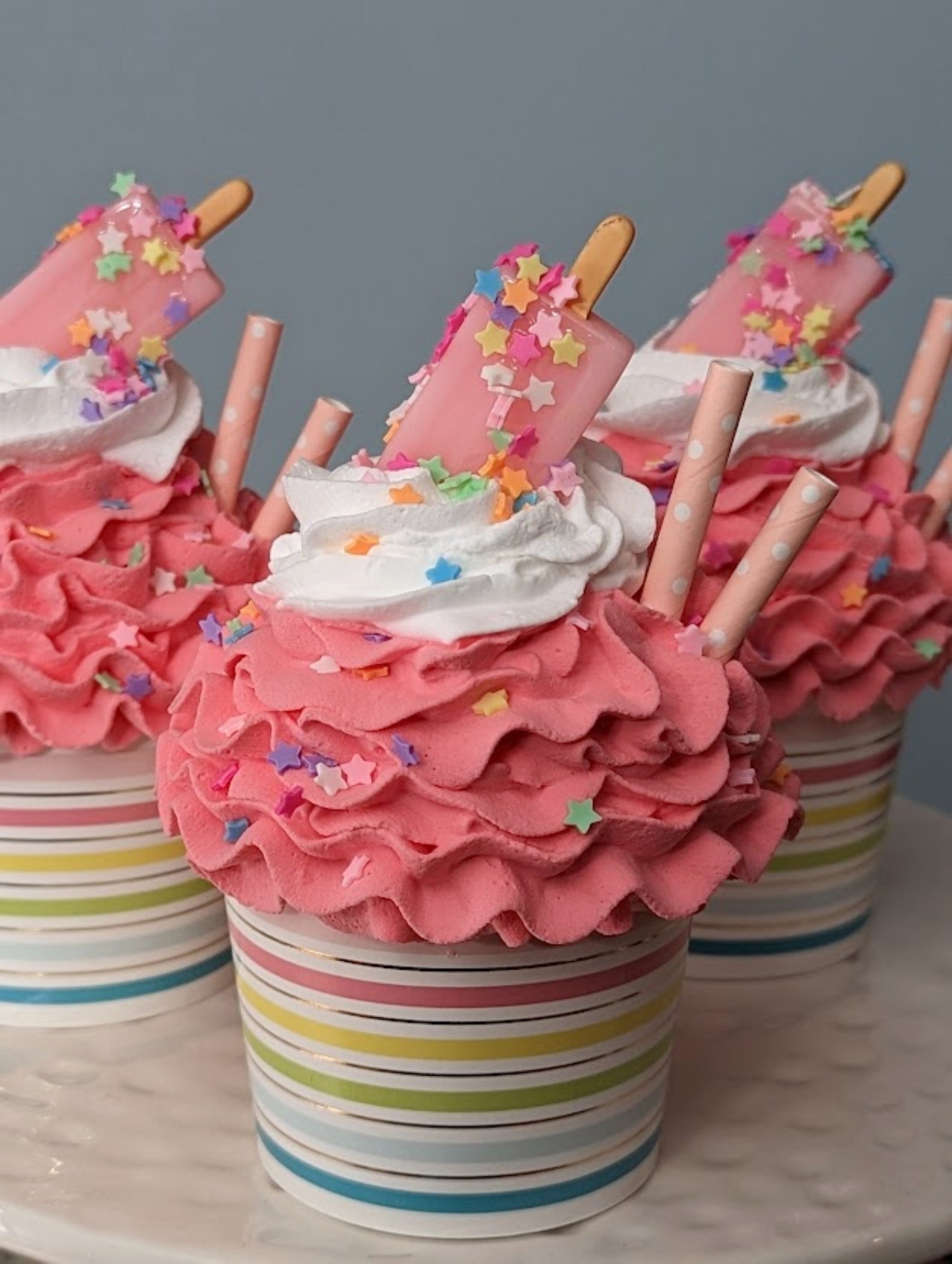 Strawberry Sherbet Popsicle Ice Cream Cupcake Summer Decor - Etsy