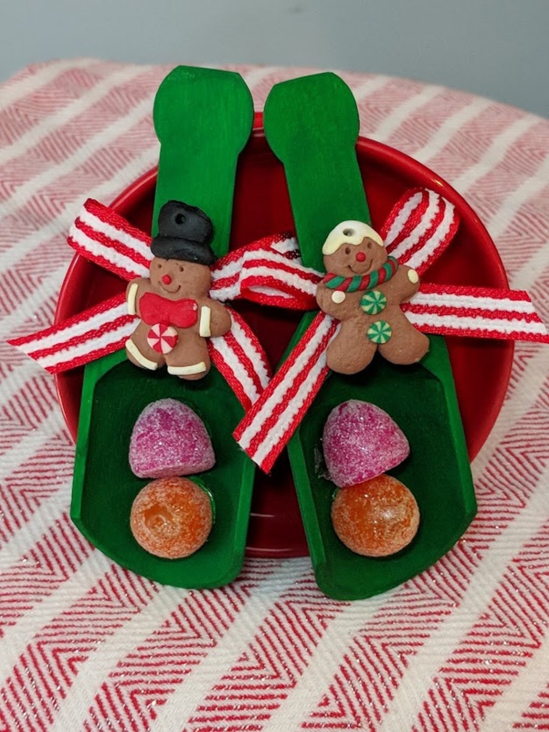 Gingerbread Man Christmas Wooden Scoop Spoon Tiered Tray Decor - Etsy