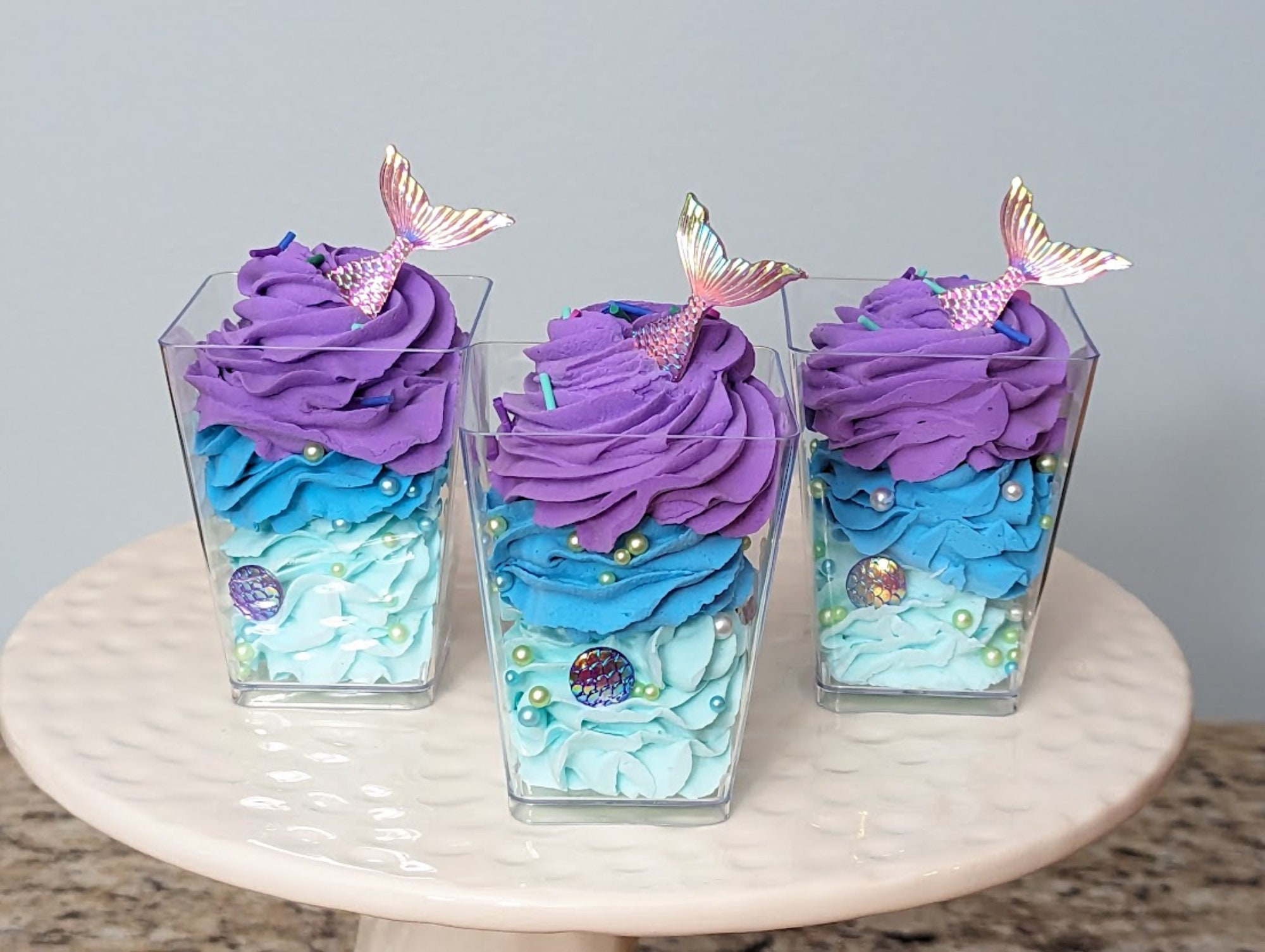 Fake Mermaid Parfait/ Birthday Party Decor/ Ocean Themed Tiered Tray - Etsy