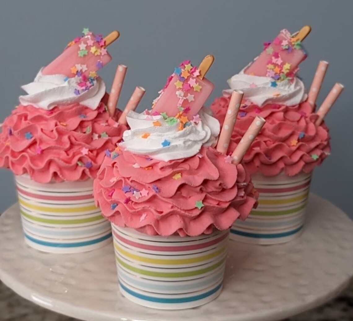 Strawberry Sherbet Popsicle Ice Cream Cupcake Summer Decor - Etsy