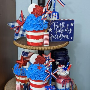 4th of July Patriotic Fake Faux Cup Cake Whip Cream Independence Day ...
