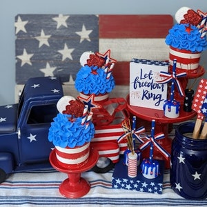4th of July Patriotic Fake Faux Cup Cake Whip Cream Independence Day ...