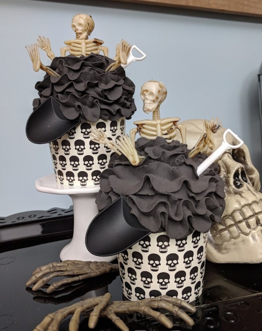 Fake Skeleton Halloween Cupcake Whip Cream Tiered Tray Decor - Etsy