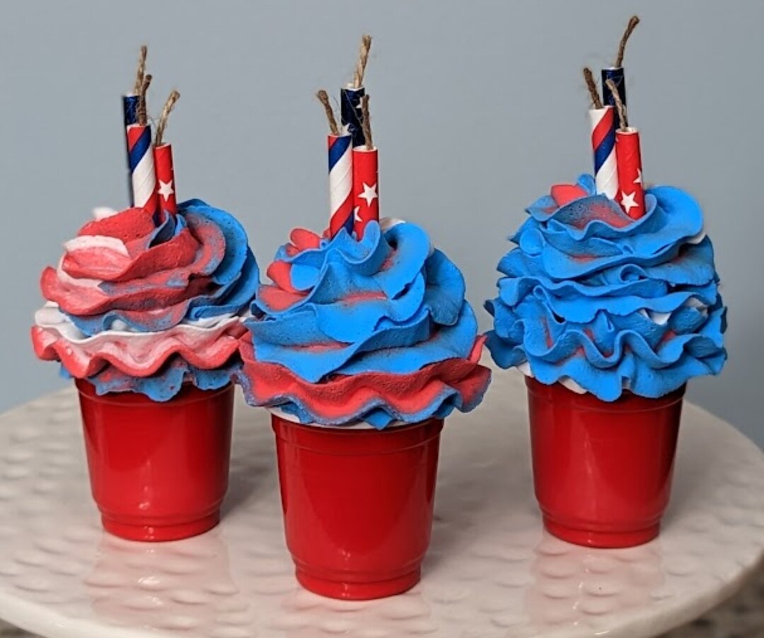 Mini Patriotic Ice Cream Cone Faux Whip Ice Cream 4th of July Tiered ...