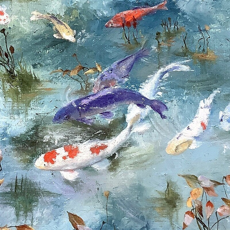 Koi Pond Painting - Etsy
