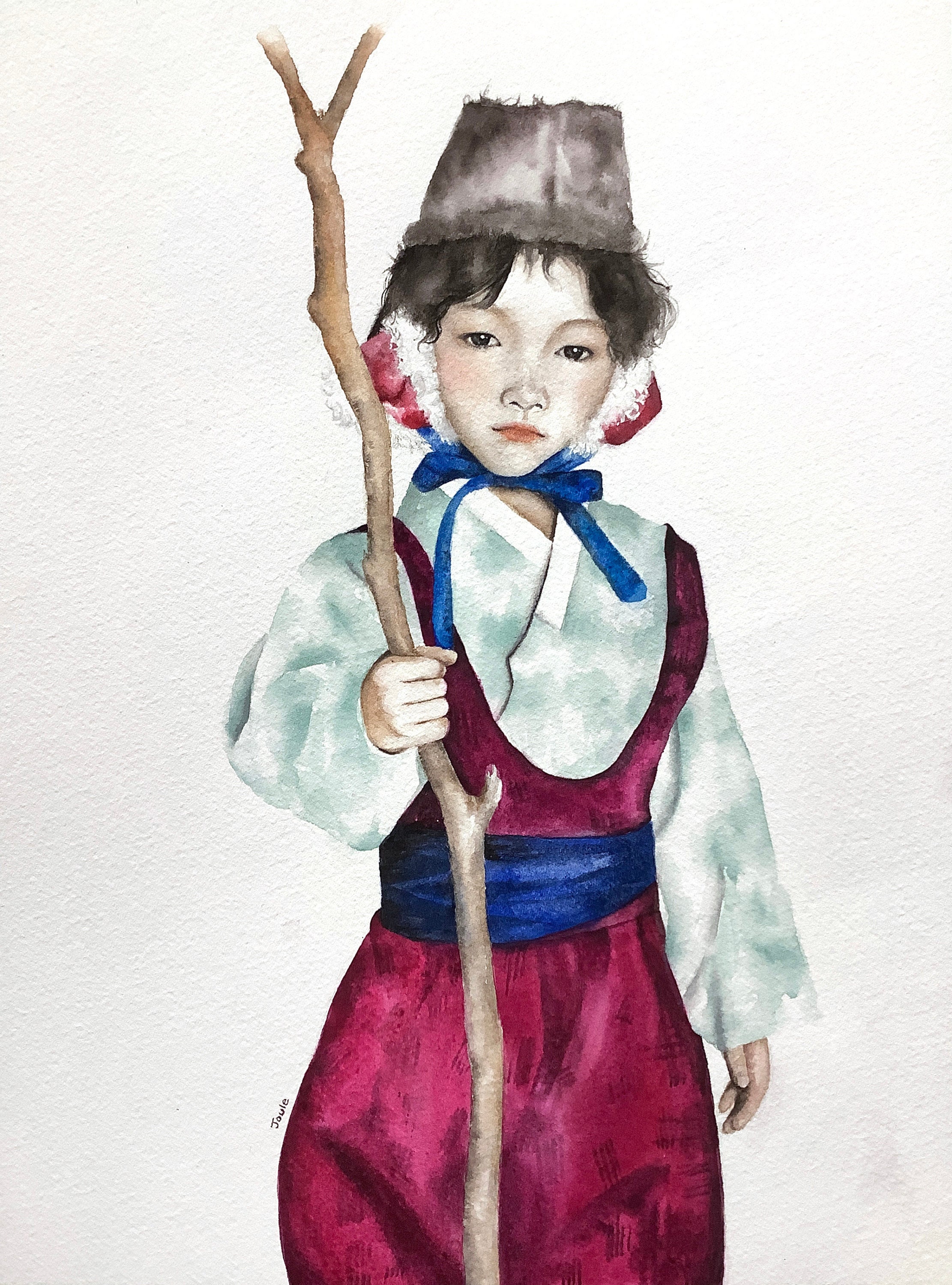 A Boy Wearing Hanbok - Original Watercolor Painting by Locatehereart ...