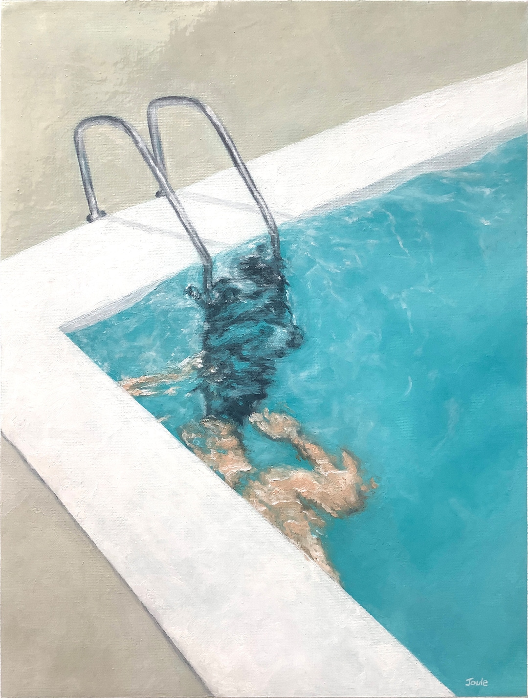 In the Pool Original Oil Painting, Swimming Pool, Swimmer Gifts ...