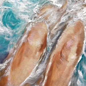 Bathing - Original Oil Painting, Woman in the Bath Tub, Modern Abstract ...