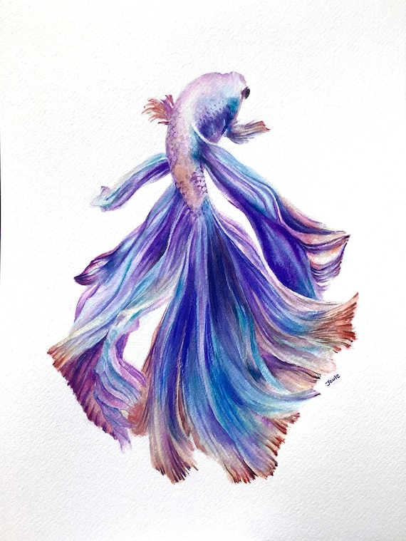 Betta Fish Original Watercolor Painting by Locatehereart - Etsy