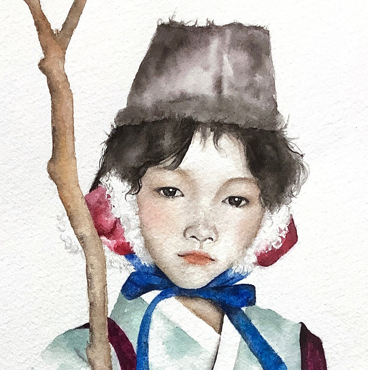A Boy Wearing Hanbok - Original Watercolor Painting by Locatehereart ...
