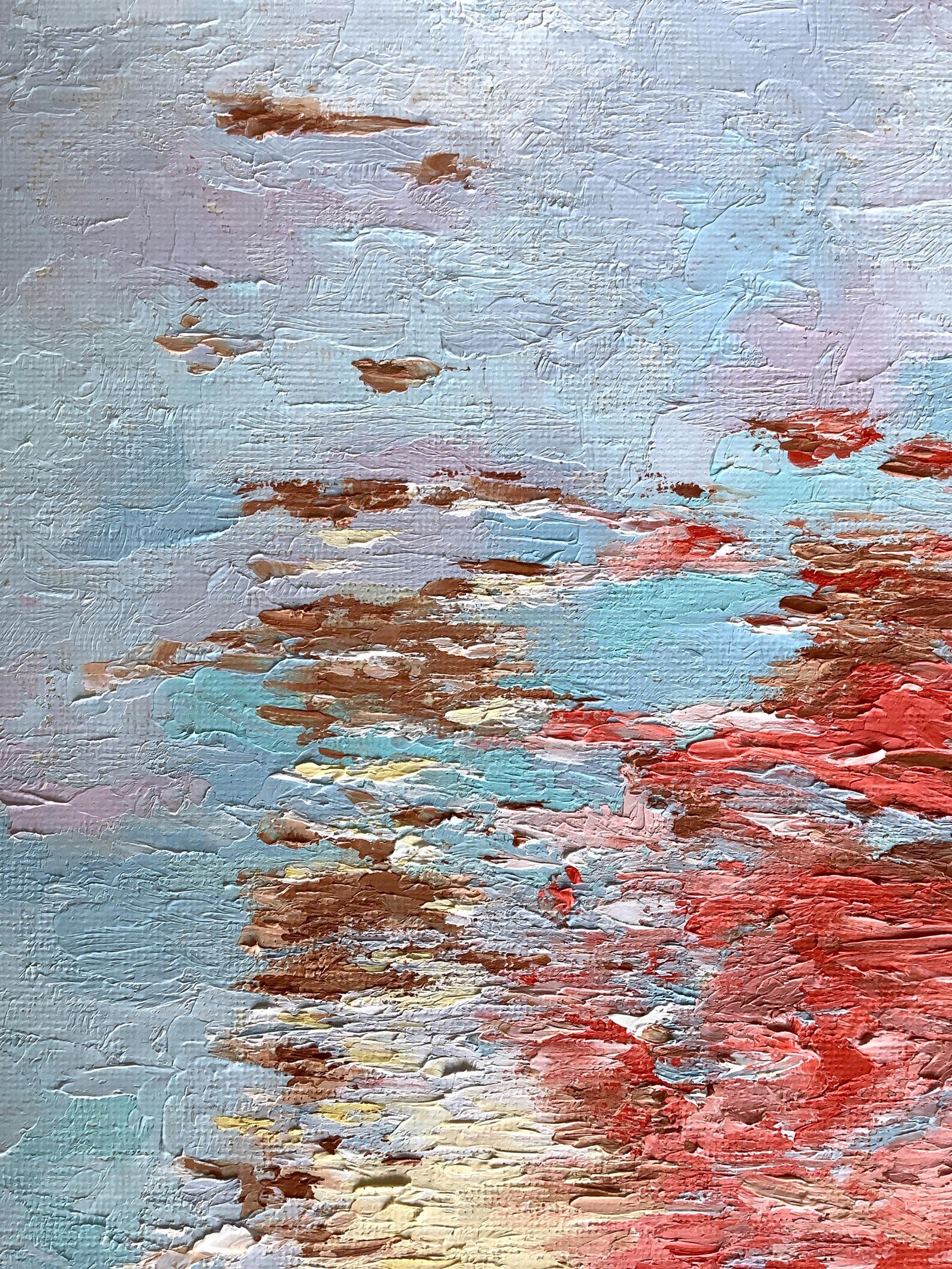 Parallel Paths - Original Oil Painting, Beach Walk, Coastal Reflection ...
