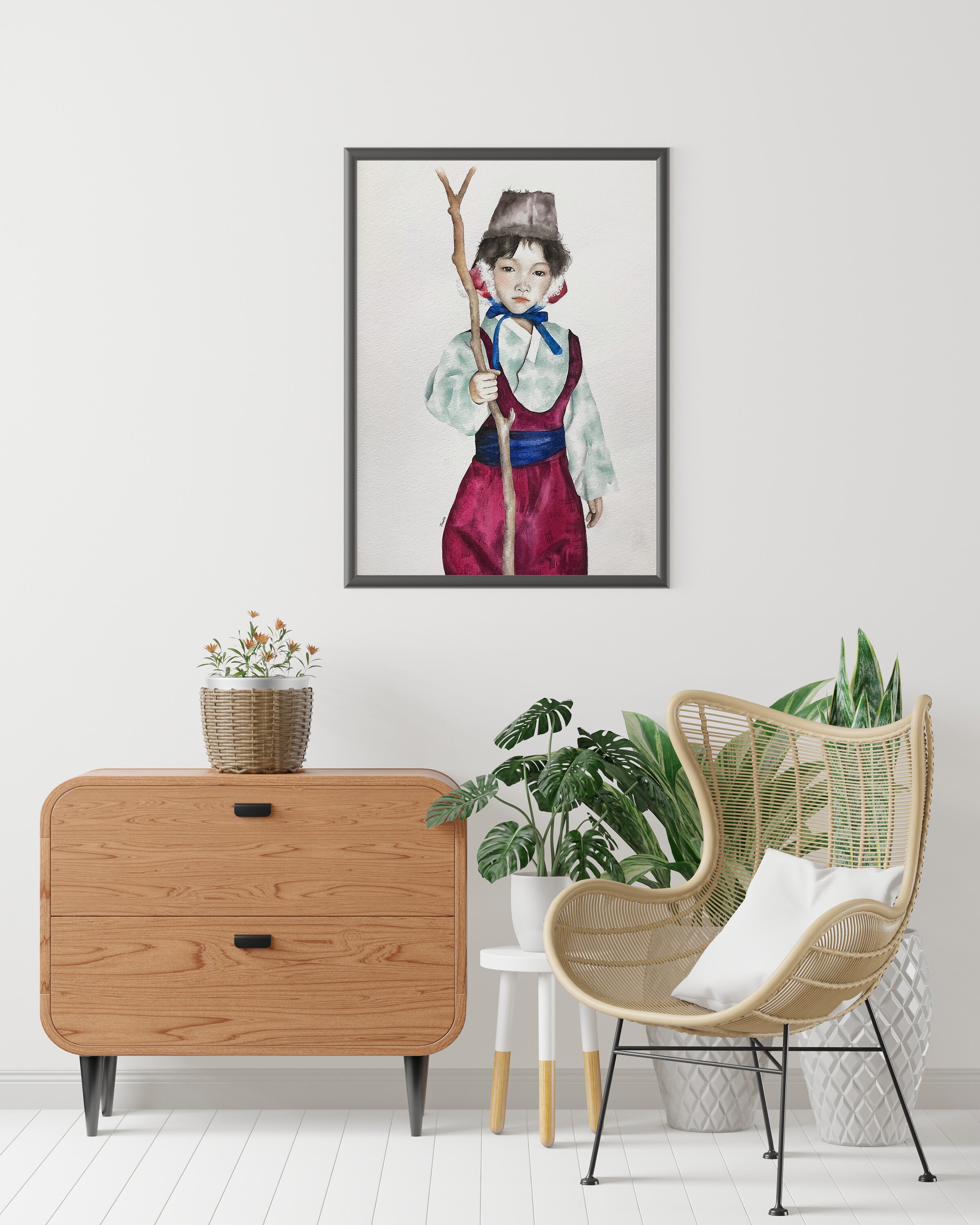 A Boy Wearing Hanbok - Original Watercolor Painting by Locatehereart ...