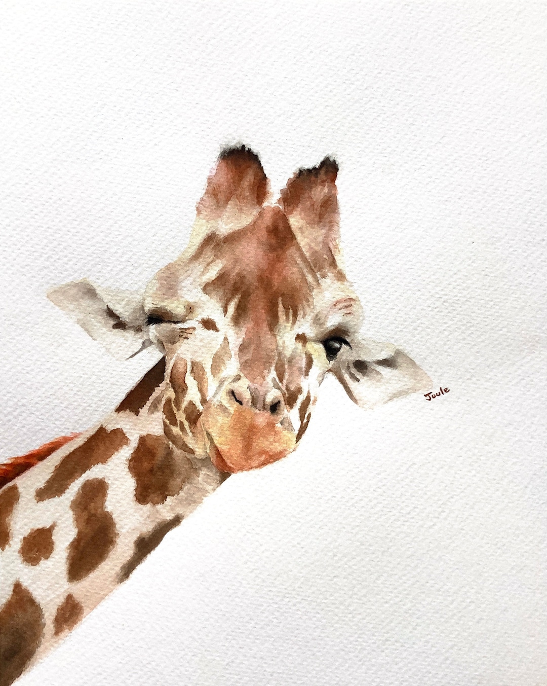 Winking Giraffe - Original Watercolor Painting by Locatehereart, 8x10 ...
