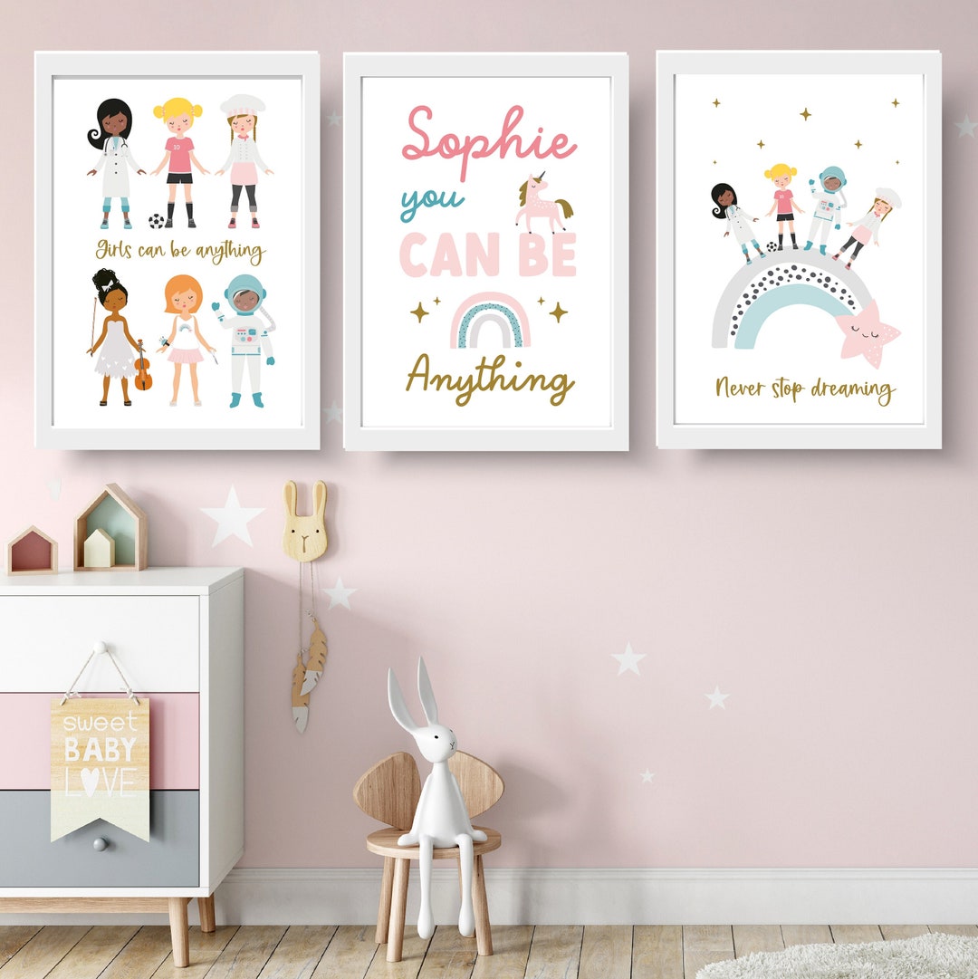 Girls Can Be Anything Prints, Girl Power Posters, Set of 3 Girls Can Do ...