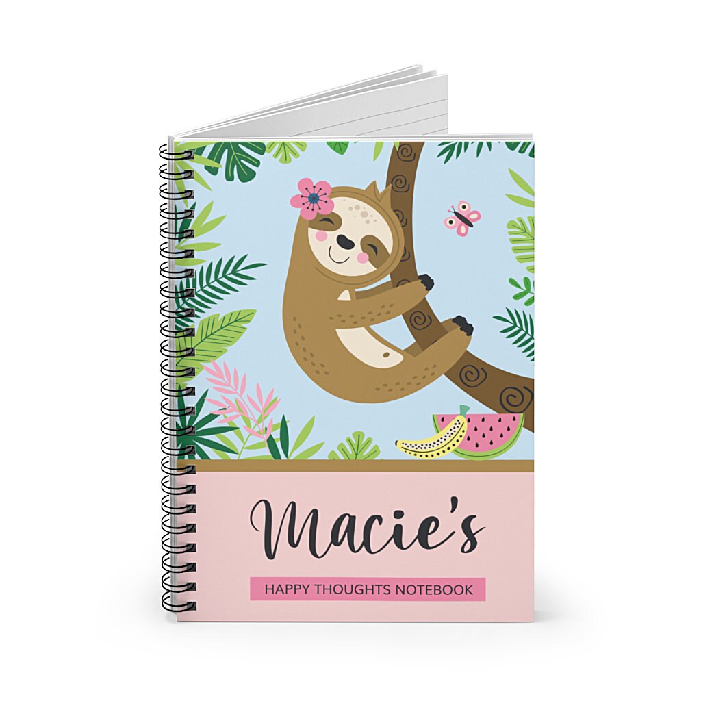 Personalised Sloth Notebook Personalised Journal for Girls | Etsy