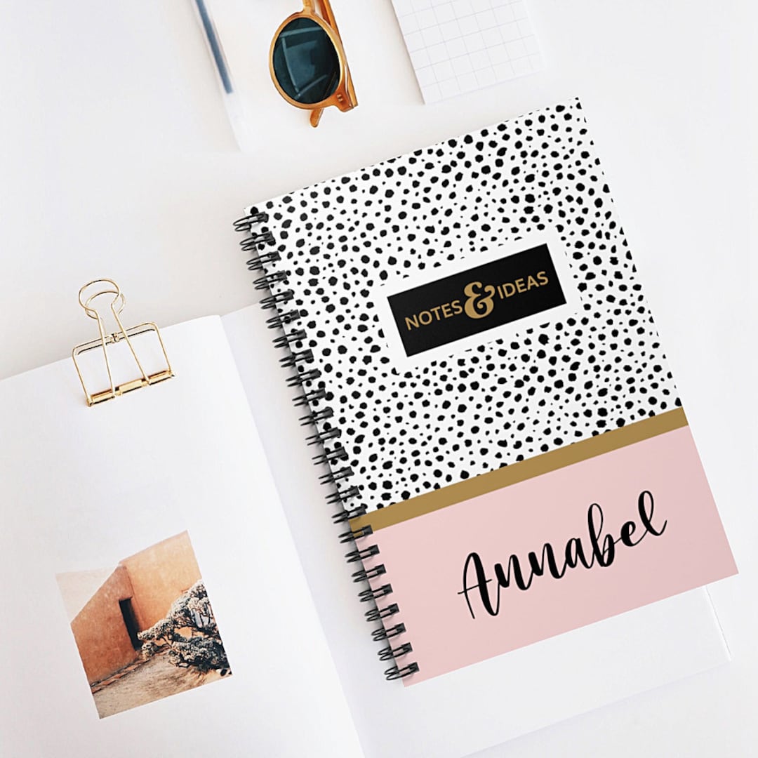 Personalized A5 Spiral Notebook: Polkadot Lined Journal - Etsy UK
