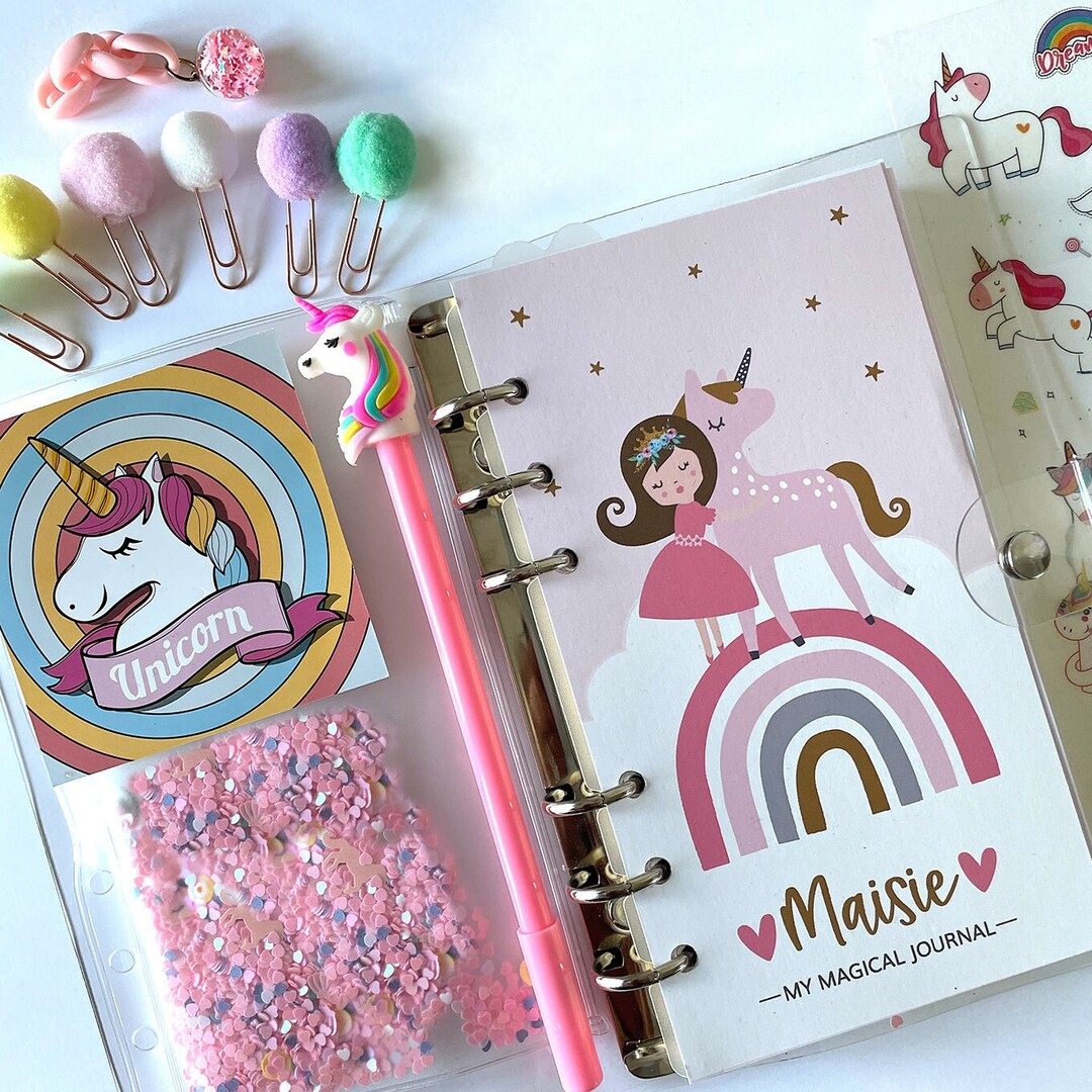 Unicorn Clear Binder Journal Set Personalised Transparent - Etsy