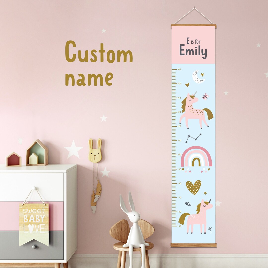 Personalised Height Chart Cute Unicorn Wall Art Girls - Etsy
