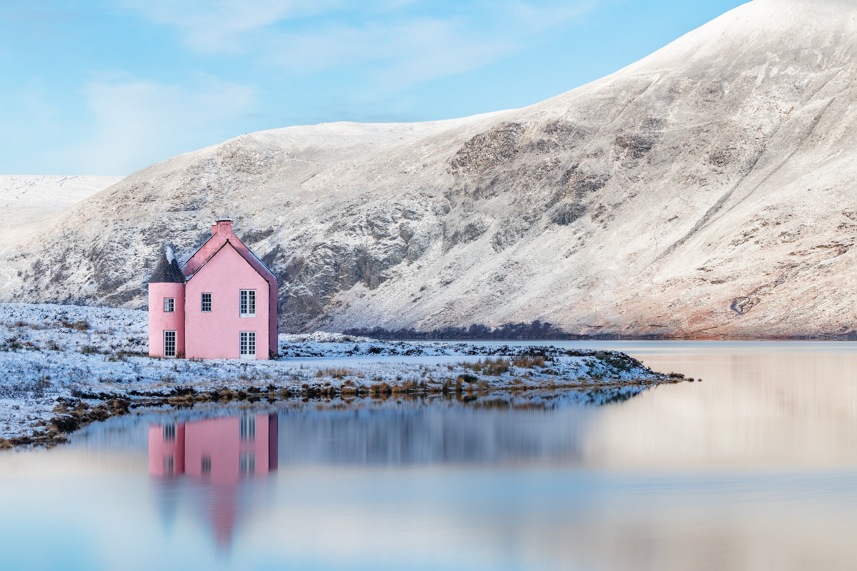 The Pink House Scotland Highlands Landscape Print | Etsy