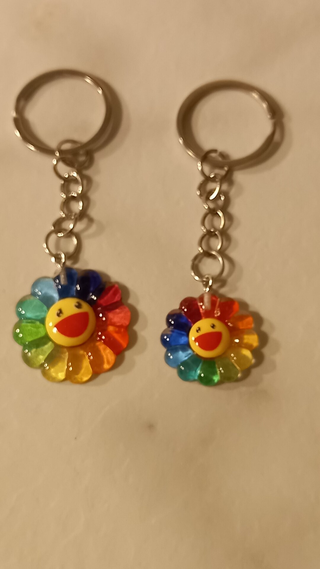 Rainbow Resin Sunflower Keyrings, Keychains, Bag Charms - Etsy
