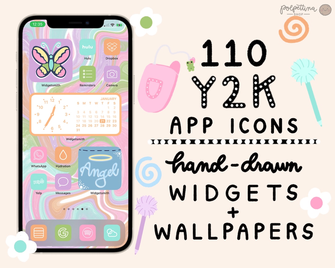 110 Early 2000's (Y2K) App Icons (in 5 Colors) | BONUS Hand-drawn ...