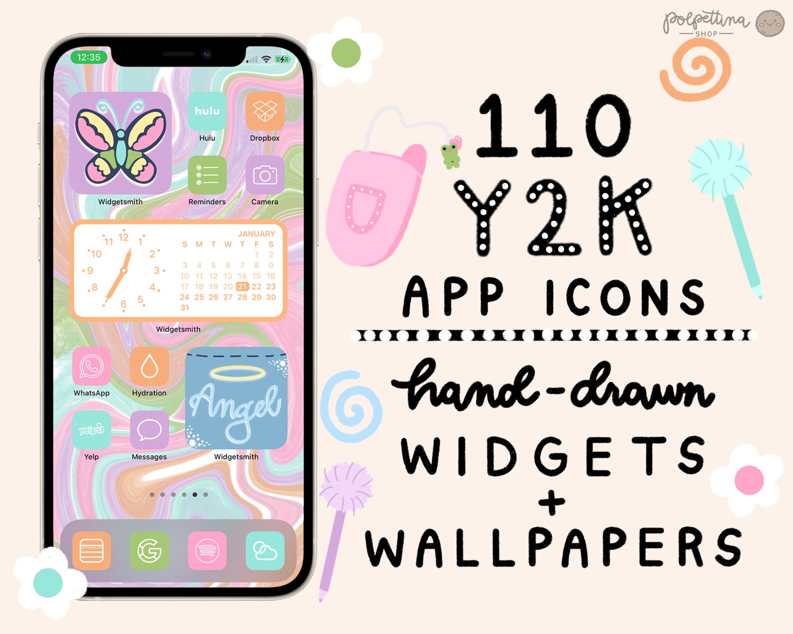 110 Early 2000's (Y2K) App Icons (in 5 Colors) | BONUS Hand-drawn ...