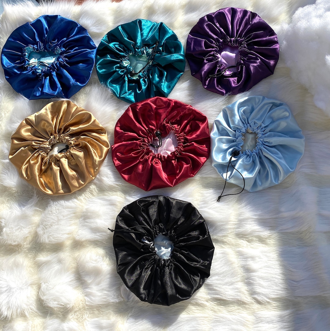 Fully Reversible Double Layer Silk Hair Bonnet With Adjustable Sring ...