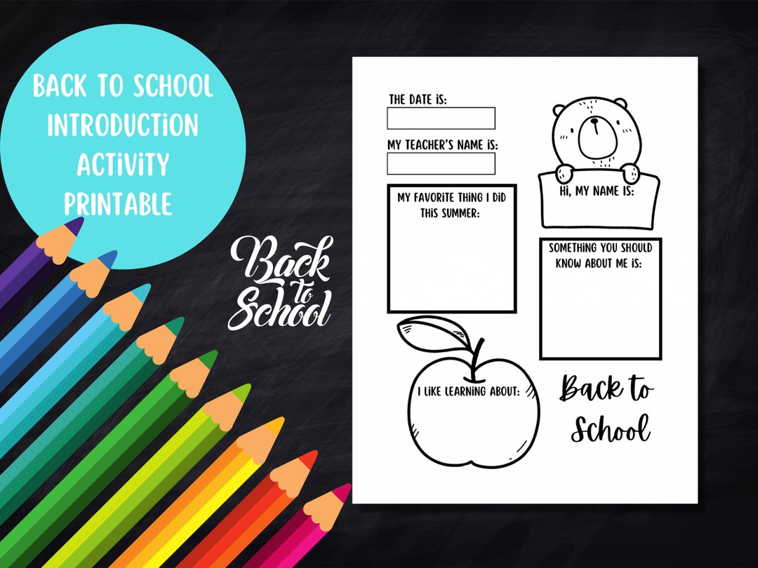 Back to School Printable, Introduction Activity, Classroom Activity ...