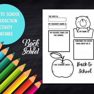 Back to School Printable, Introduction Activity, Classroom Activity ...