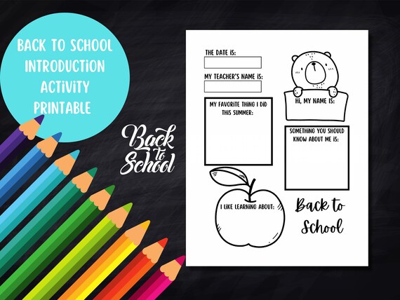 Back to School Printable Introduction Activity Classroom - Etsy
