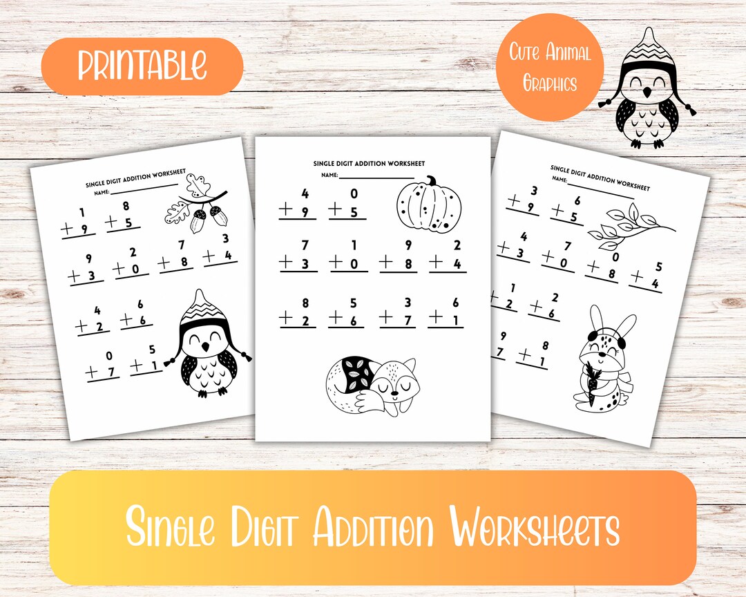 Printable Fall and Winter Themed Single Digit Addition Worksheets ...