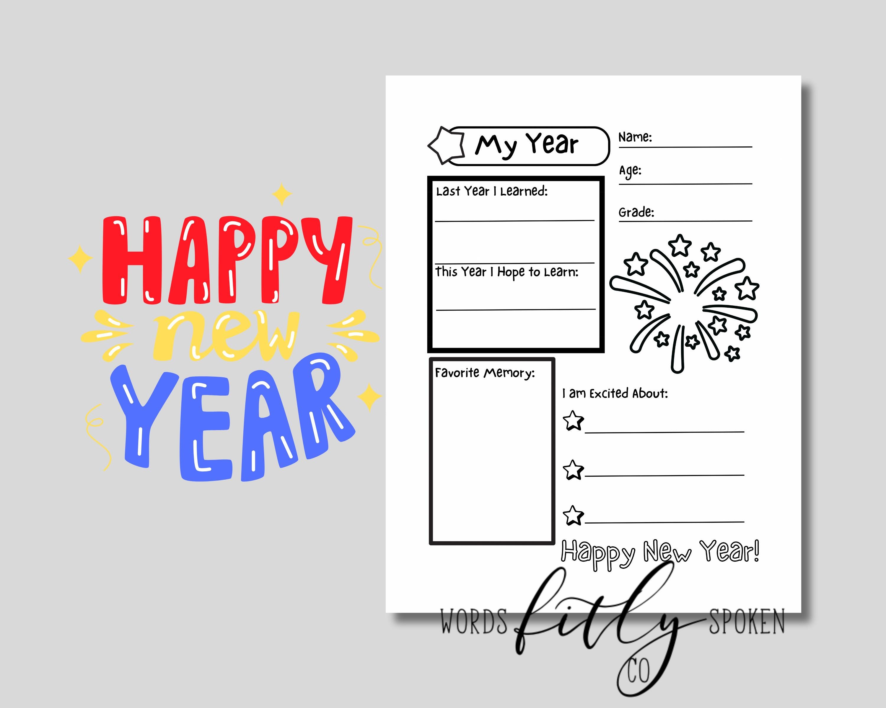 Printable NEW YEARS WORKSHEET for Kids | My Year | Year in Review ...