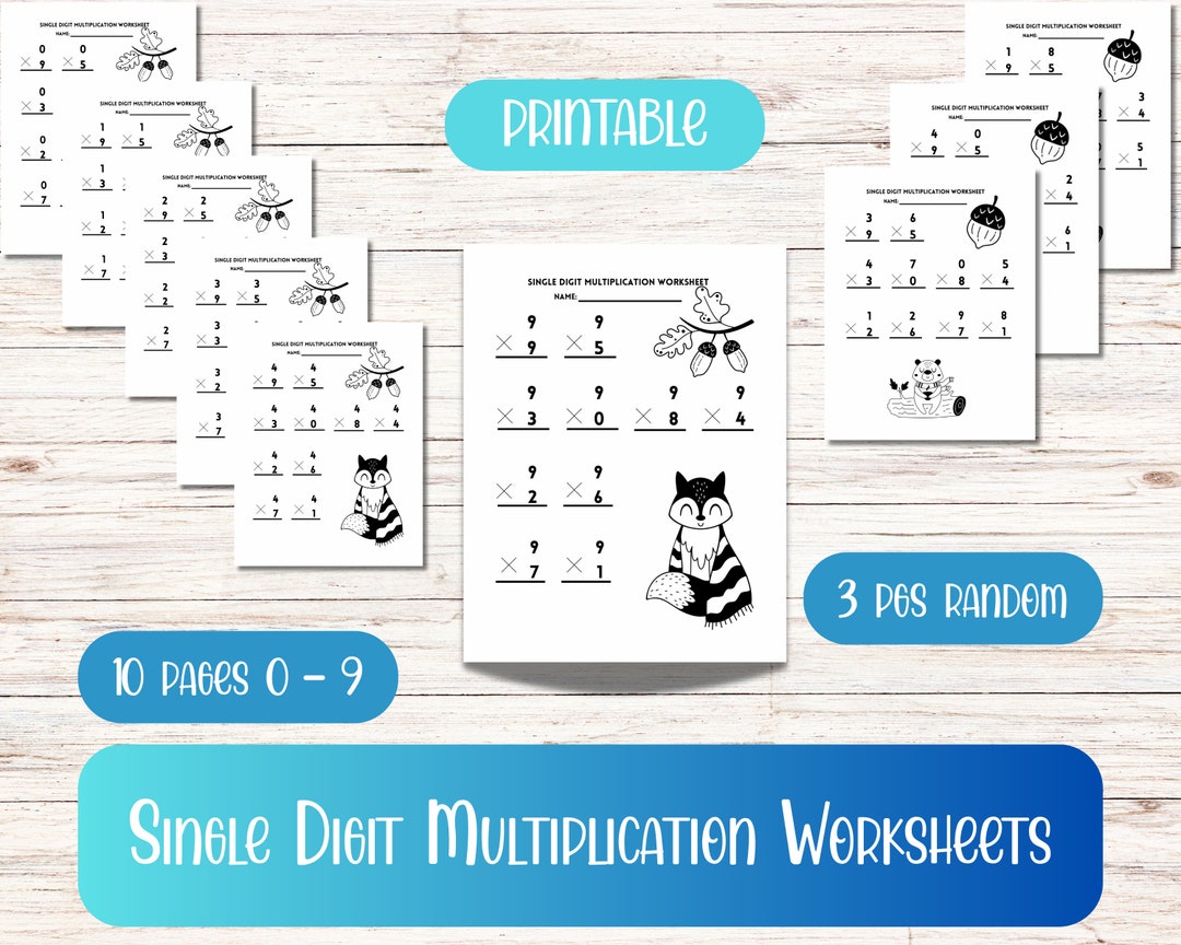 Printable Fall and Winter Themed Single Digit Multiplication Worksheets ...