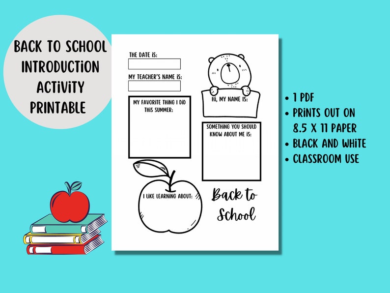 Back to School Printable, Introduction Activity, Classroom Activity ...