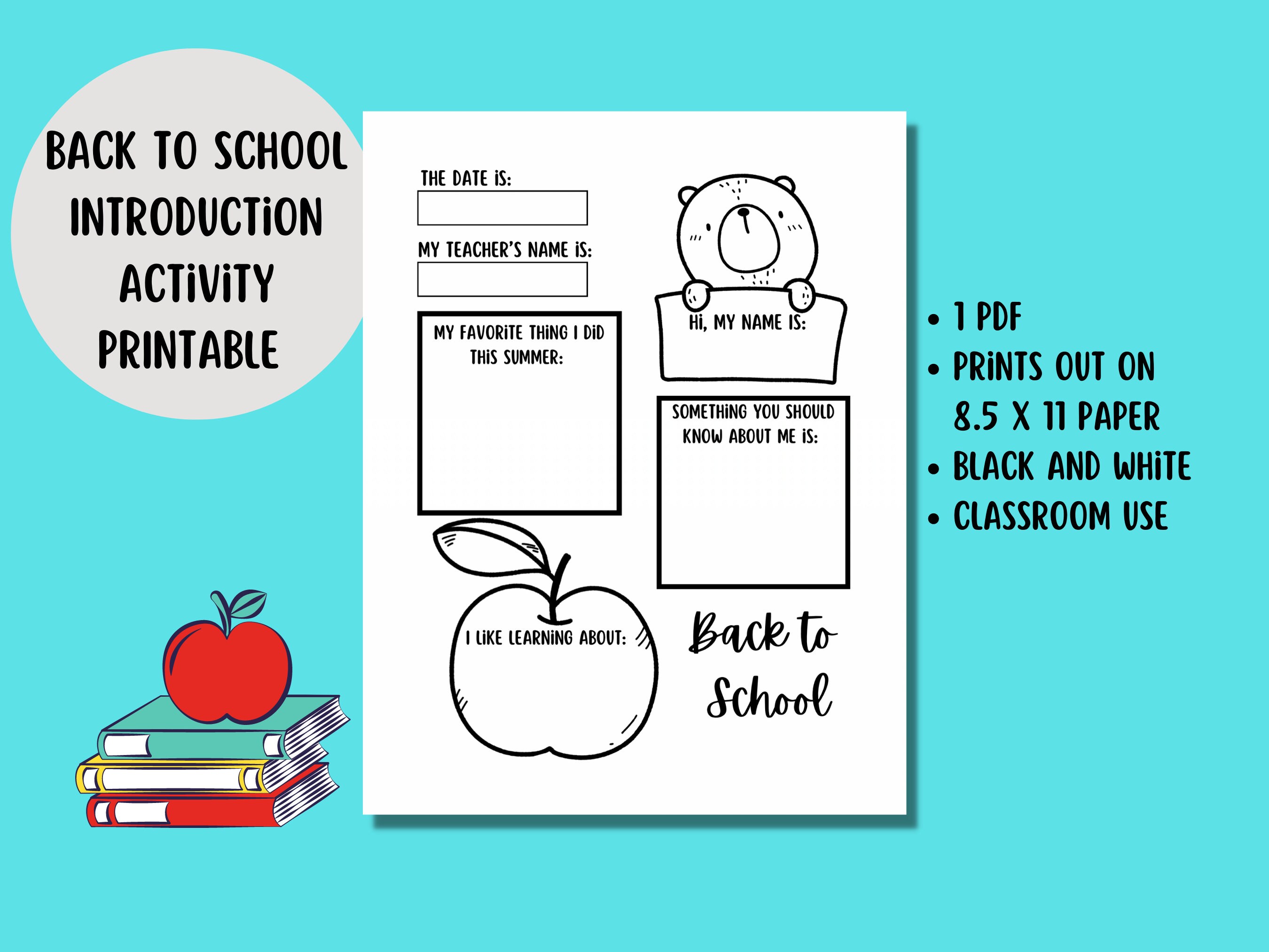 Back to School Printable, Introduction Activity, Classroom Activity ...