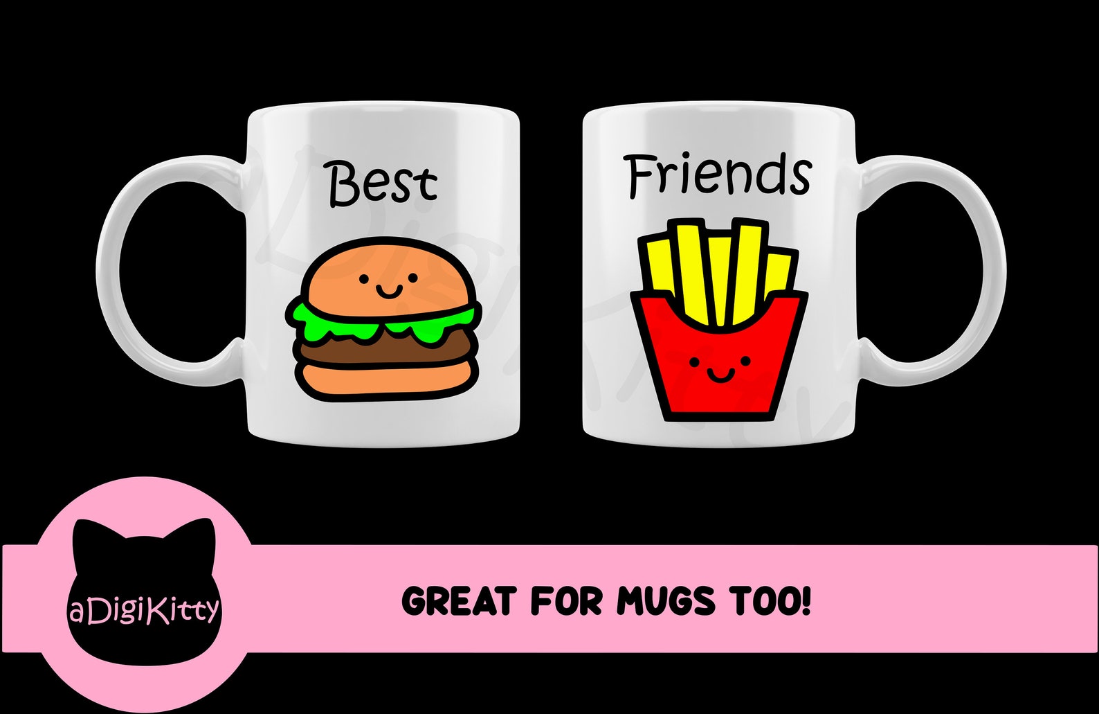 Best Friends SVG, Burger und Fries SVG, Burger SVG, Food SVG, Kawaii ...