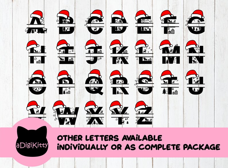 Christmas Monogram SVG & PNG, Letter J Split Monogram, J Alphabet ...