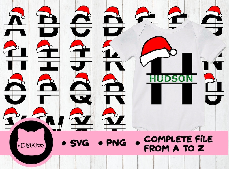 Christmas Monogram SVG & PNG A-Z Alphabet Cricut, Silhouette, Cut Files ...
