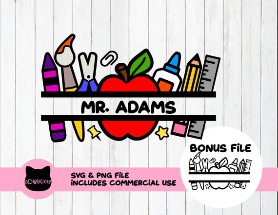 Teacher SVG Teacher Split Monogram SVG Dxf School Supplies - Etsy