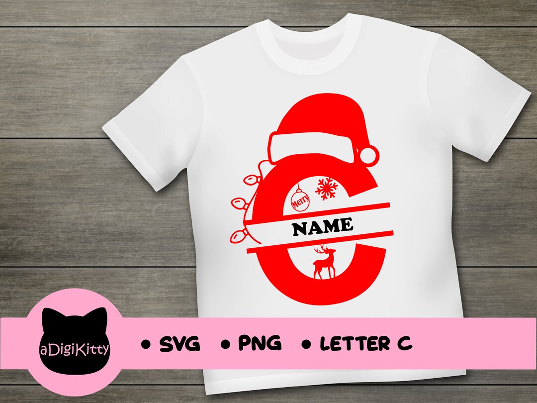 Christmas Monogram Letter C SVG PNG, Split Monogram C, Cricut ...