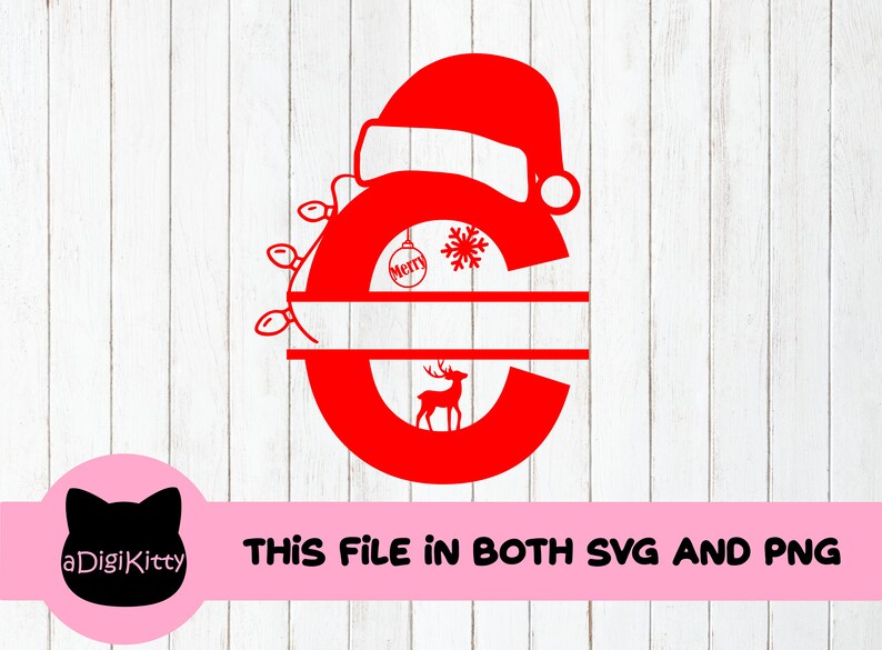 Christmas Monogram Letter C SVG PNG, Split Monogram C, Cricut ...